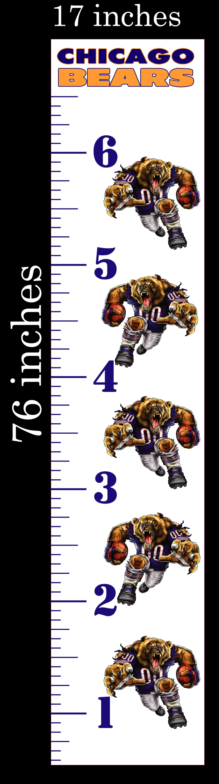 6FT Life Size Growth Chart Chicago Bears