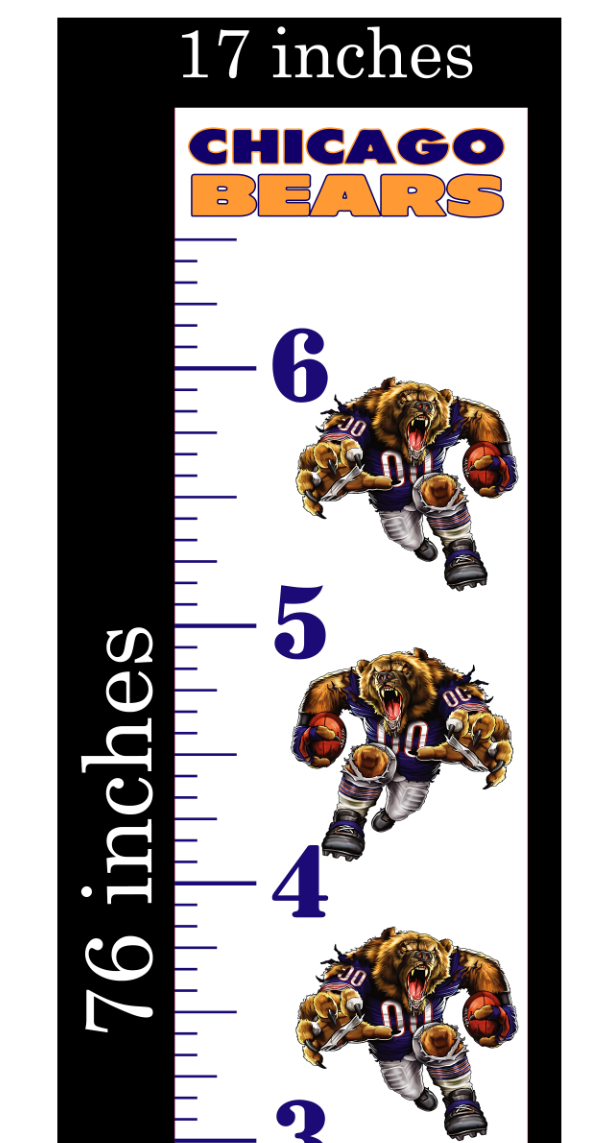 6FT Life Size Growth Chart Chicago Bears