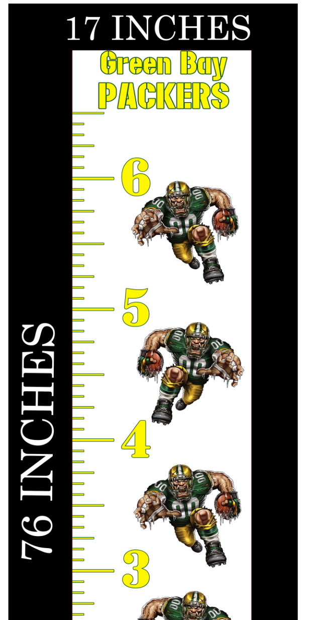 6FT Life Size Growth Chart Green Bay Packers - Welcome