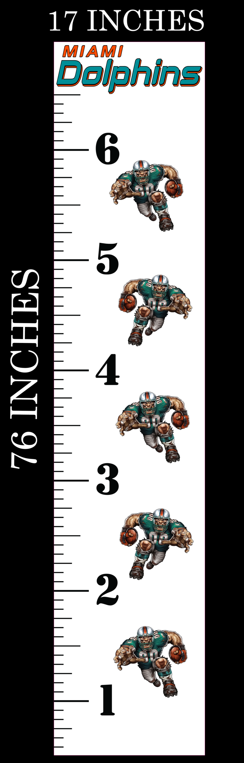 6FT Life Size Growth Chart Miami Dolphins