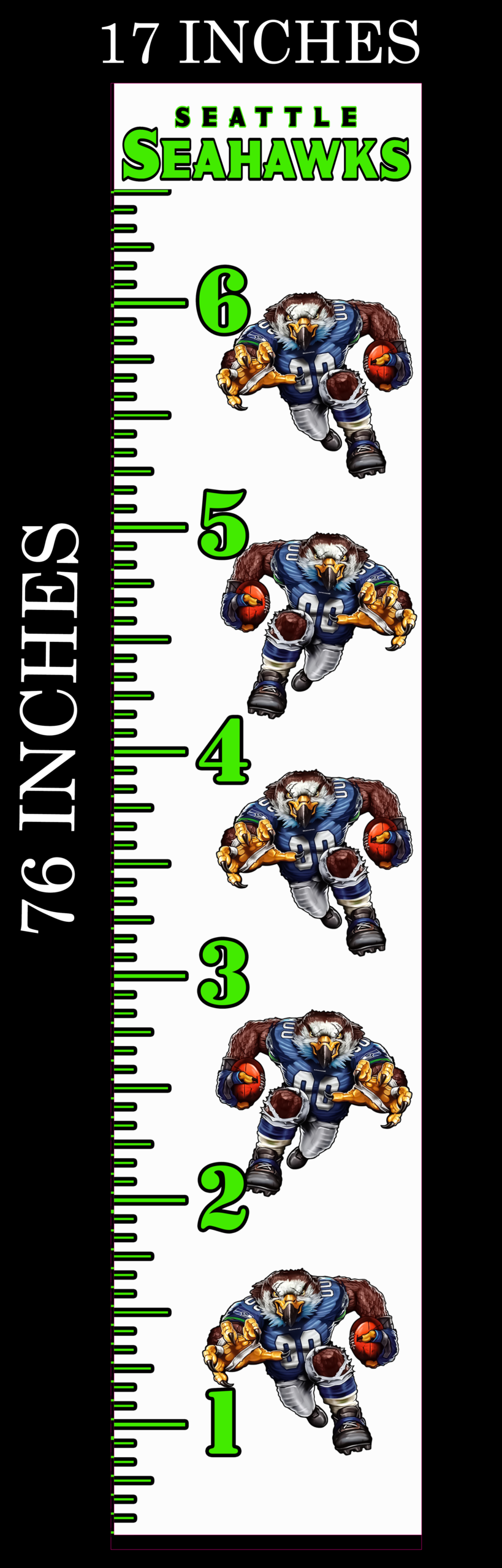6FT Life Size Growth Chart Seattle Seahawks