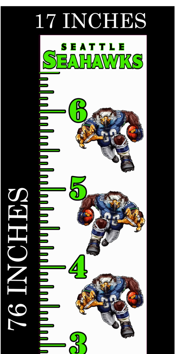 6FT Life Size Growth Chart Seattle Seahawks